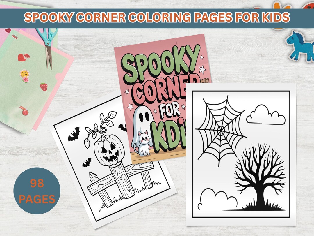 Spooky Corner Coloring Pages for Kids - Kids Halloween Activity ...
