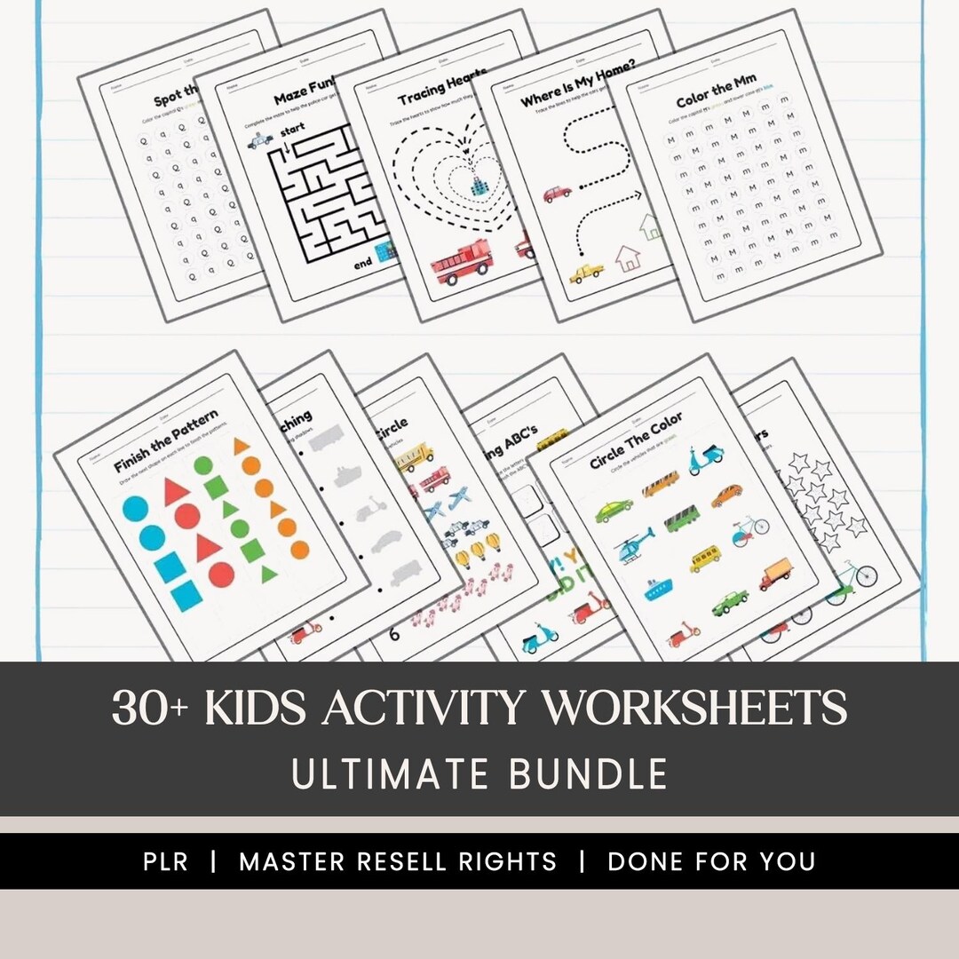 30+ Kids Learning Activity Worksheets Collection - Etsy
