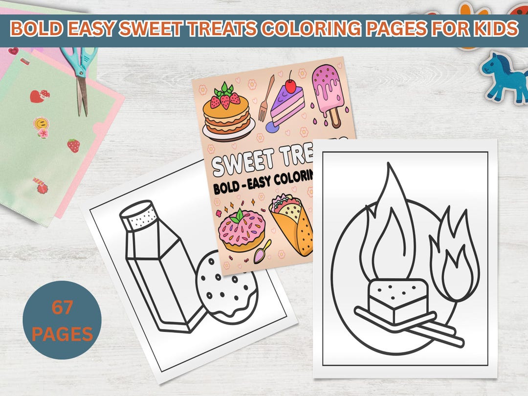 Bold Easy Sweet Treats Coloring Pages for Kids - Cute Treats Coloring ...