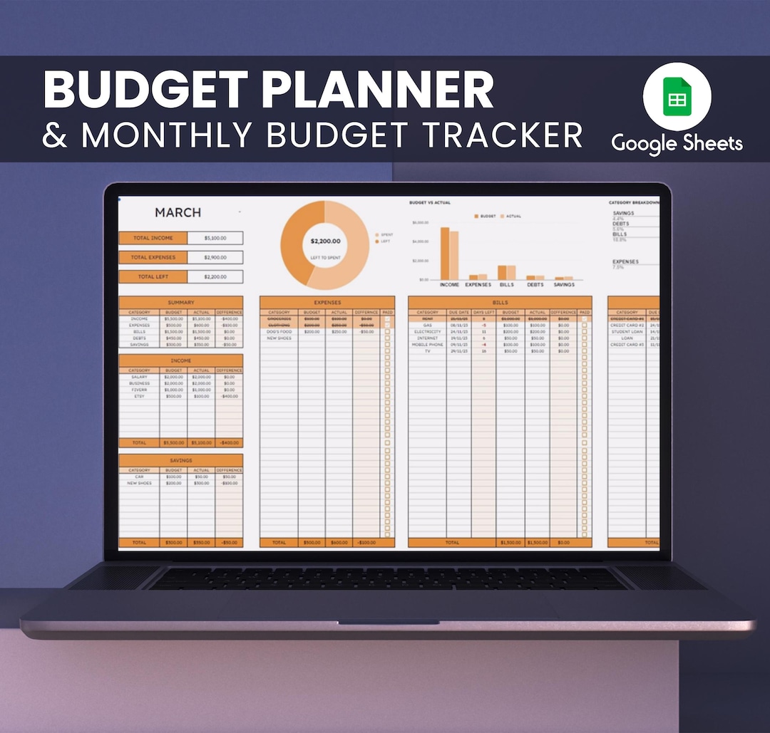 Monthly Budget Planning Spreadsheet, Financial Spreadsheets, Digital ...