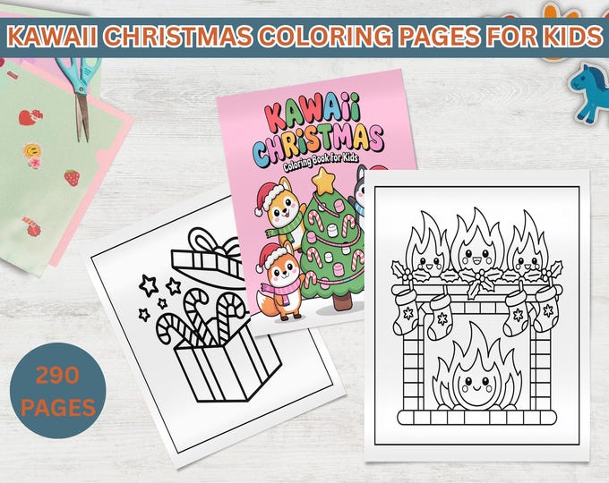 Christmas Coloring Pages- Kawaii Holiday Pack for Kids- 10 Printable ...