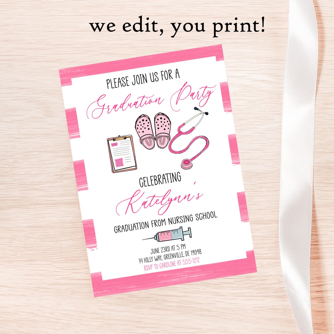 PRINTABLE Nursing Graduation Invitation Safety First - Etsy