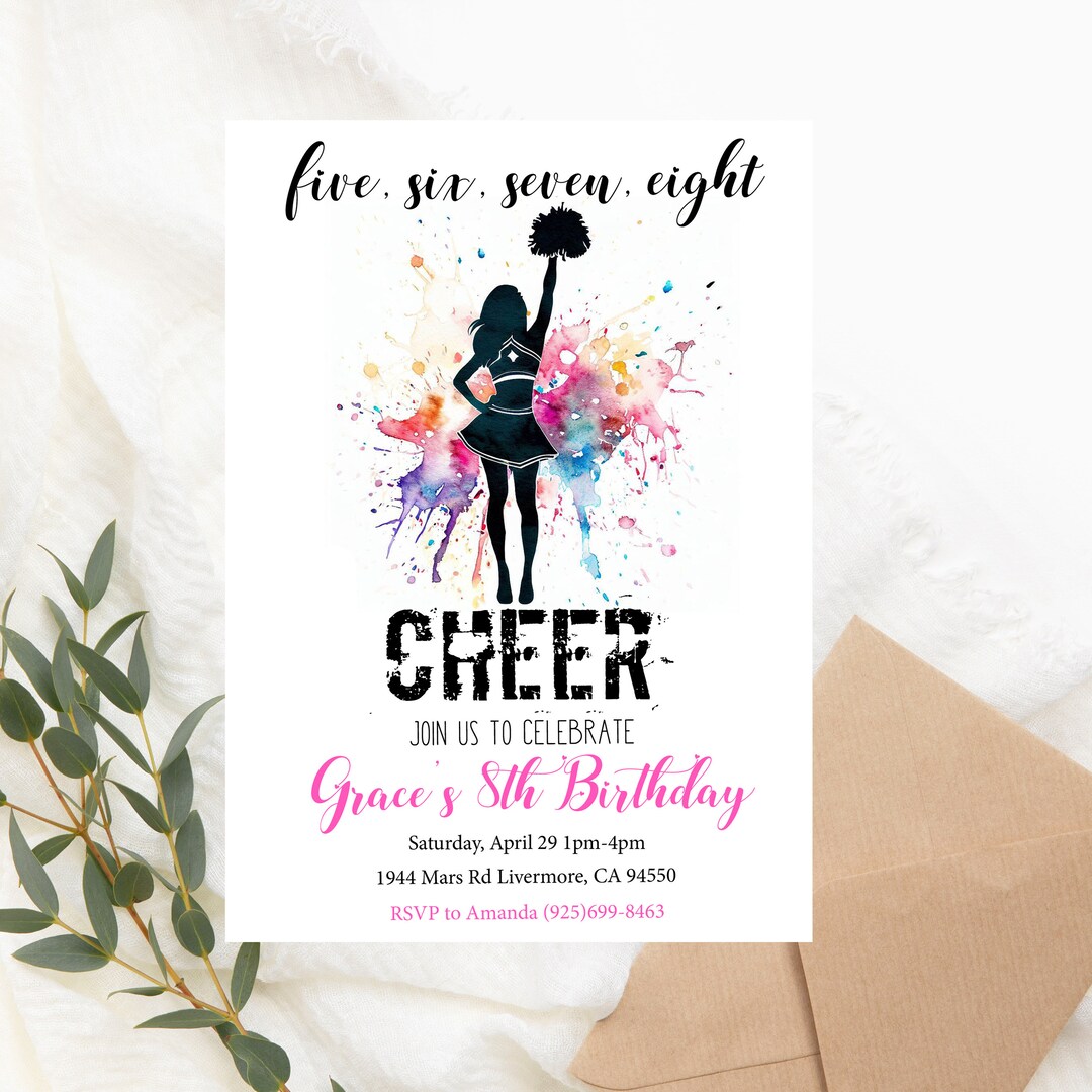 Cheerleader PRINTABLE Birthday Invitation – Printable Cheer Party ...