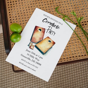 Cornhole Party Invitation – Printable Backyard BBQ or Tailgate Digital ...
