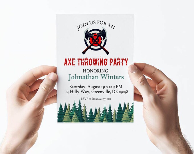 INSTANT DOWNLOAD Axe Throwing Party Invitation 5x7 4x6 DIY Personalized ...
