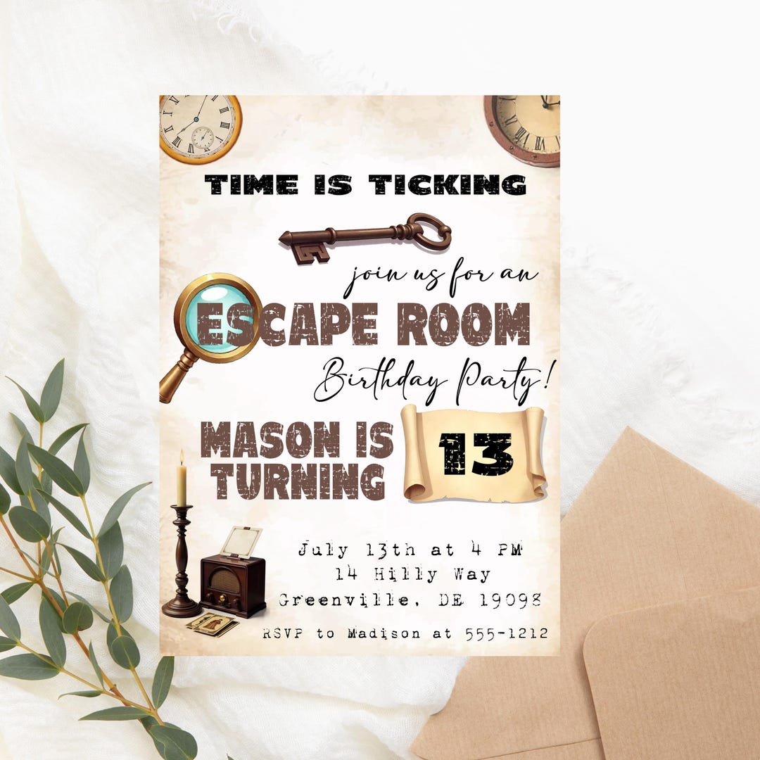 Escape Room Party Invitation PRINTABLE - Escape Room Birthday Party - Etsy
