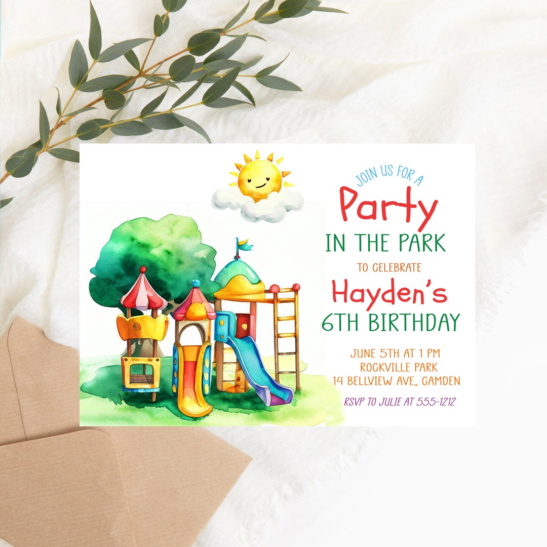 Park Birthday Party Invitation PRINTABLE - Party in the Park ...