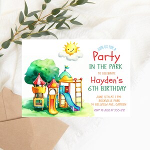 Park Birthday Party Invitation PRINTABLE - Party in the Park ...