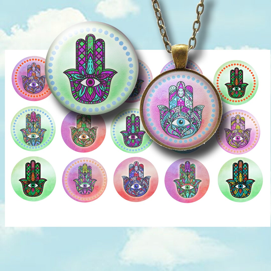 Hamsa Hand Bottle Cap Images – 4x6 Printable Sheet – Boho Protection ...