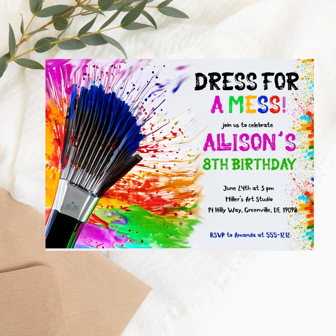 Art Painting Party Invitation PRINTABLE Art Birthday Party Invitation ...