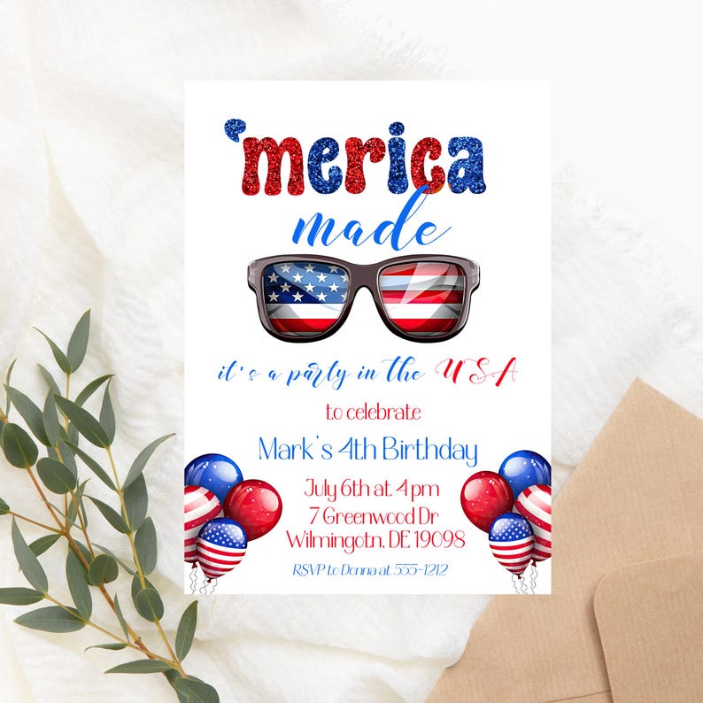 Printable Merica Made Independence Day Birthday Invitation – 4th of ...