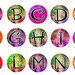 Watercolor Alphabet Bottle Cap Images - Monogram 1 Inch Circles ...