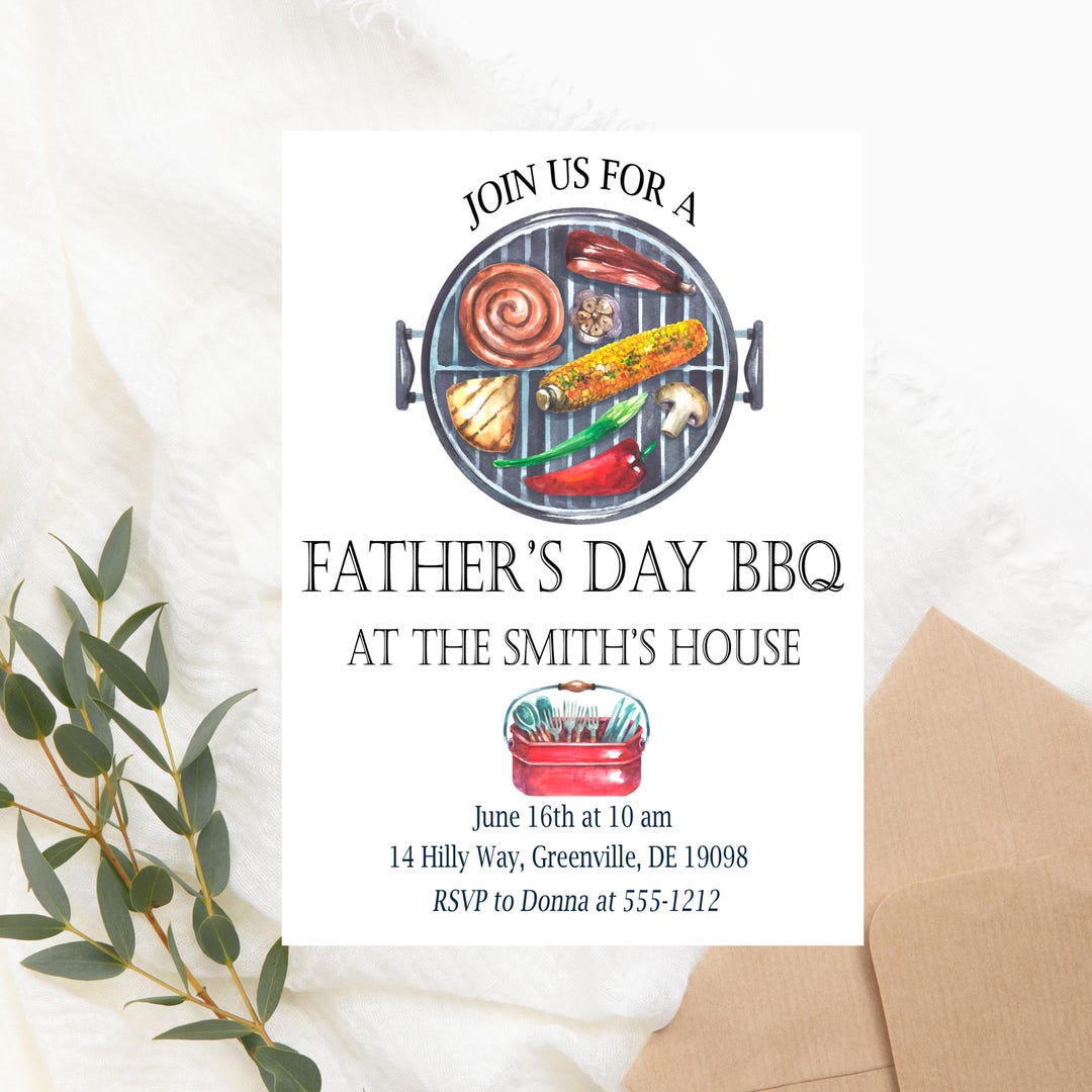 Father’s Day Cookout Invitation – BBQ Party Invite for Dad – Grill ...