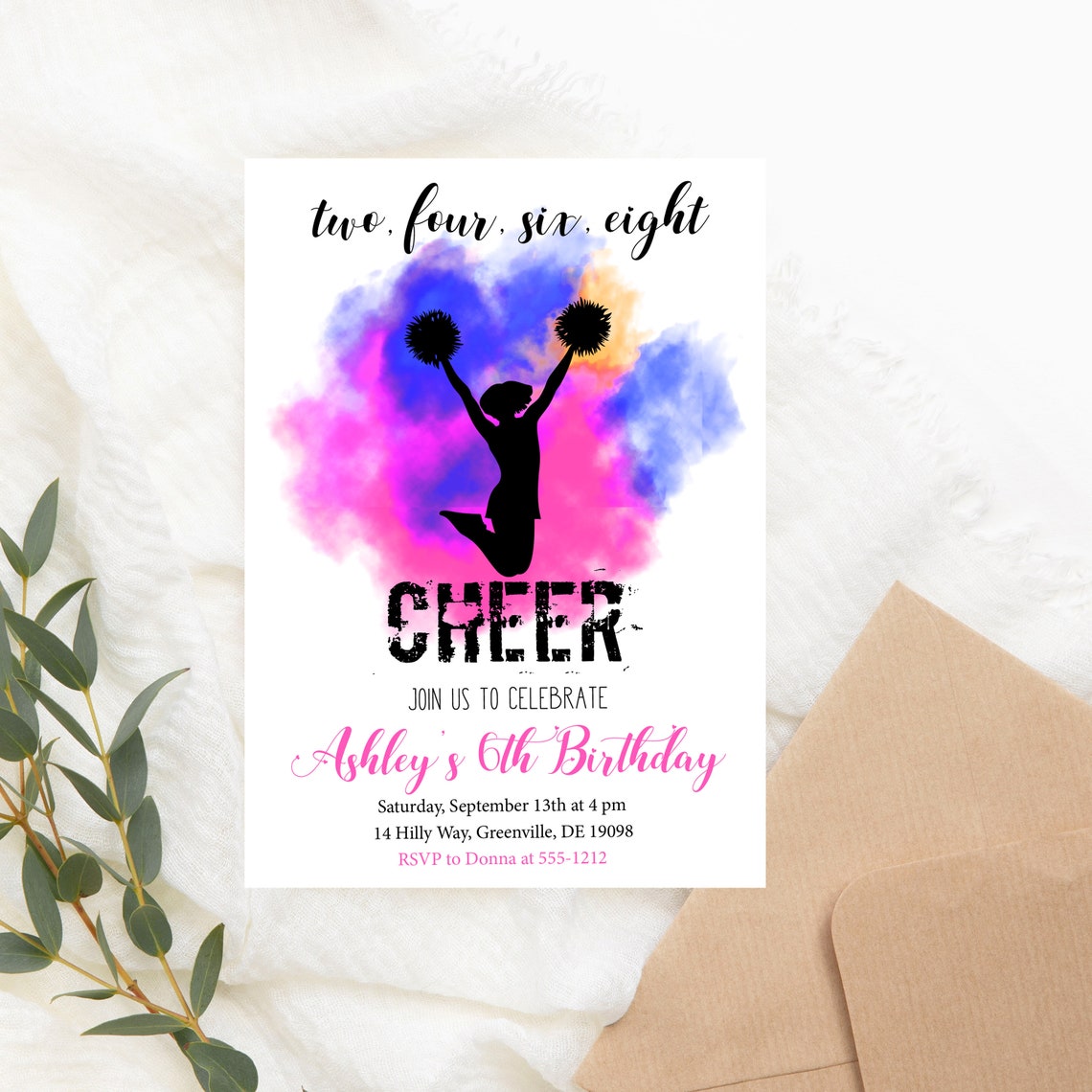 Cheer Birthday Invitation PRINTABLE Cheerleading Party - Etsy