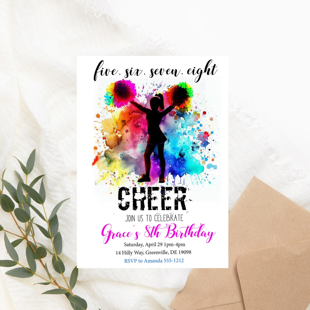 Cheer Birthday Invitation PRINTABLE - Cheerleading Party Invitation ...