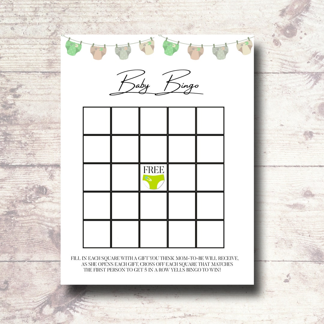 Diapers and Wipes PRINTABLE Bingo Cards Baby Shower Games Instant ...