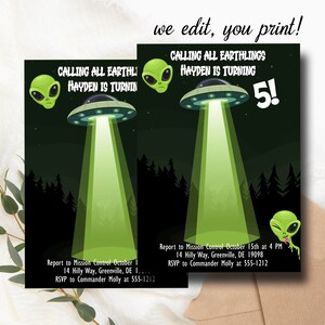 Alien Birthday Party Invitation UFO Birthday Invitation PRINTABLE Outer ...