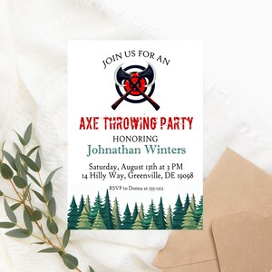 Axe Throwing Party Invitation PRINTABLE Lumberjack Birthday Invitation ...