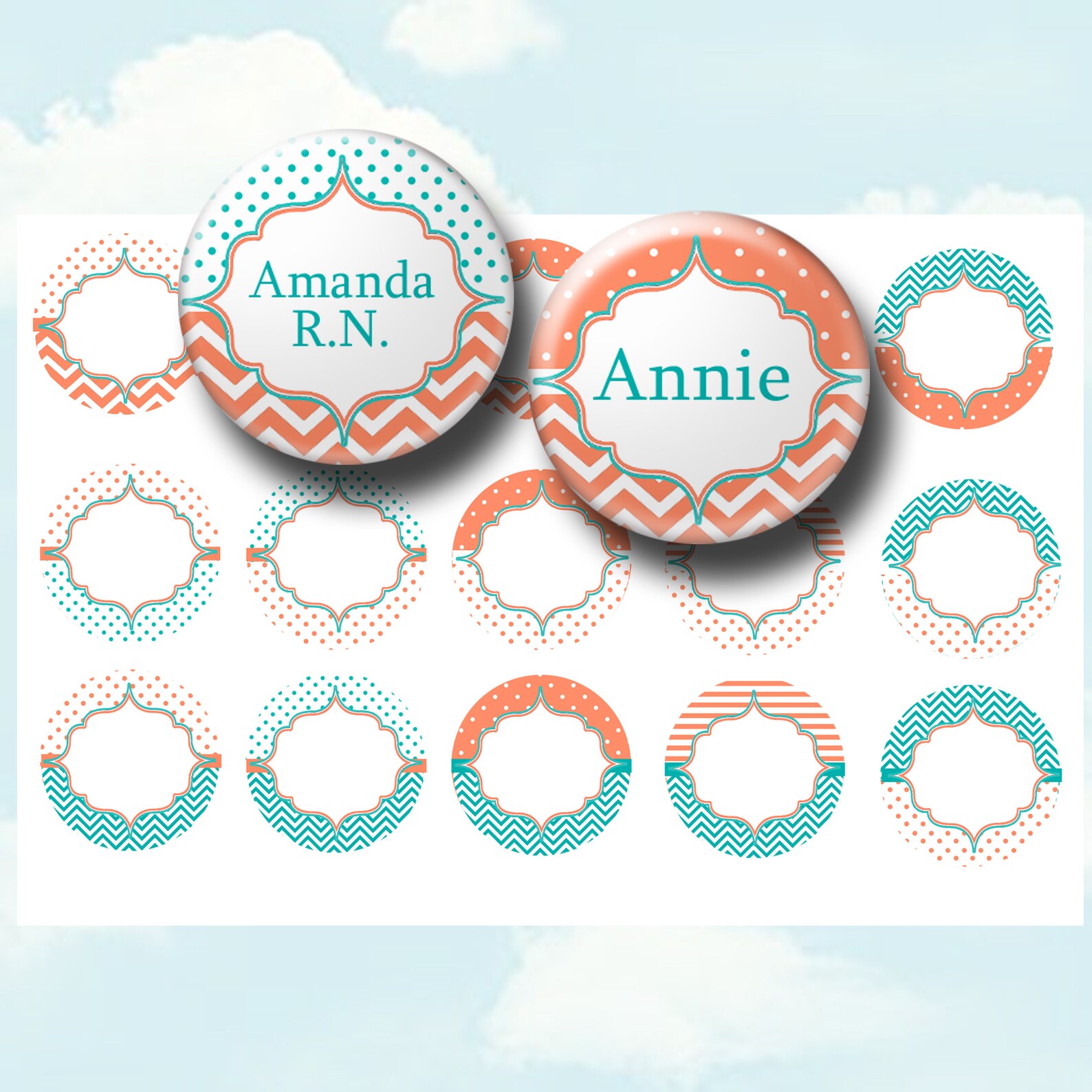 Editable Chevrons and Polka Dots 1 Inch Circle Bottle Cap - Etsy