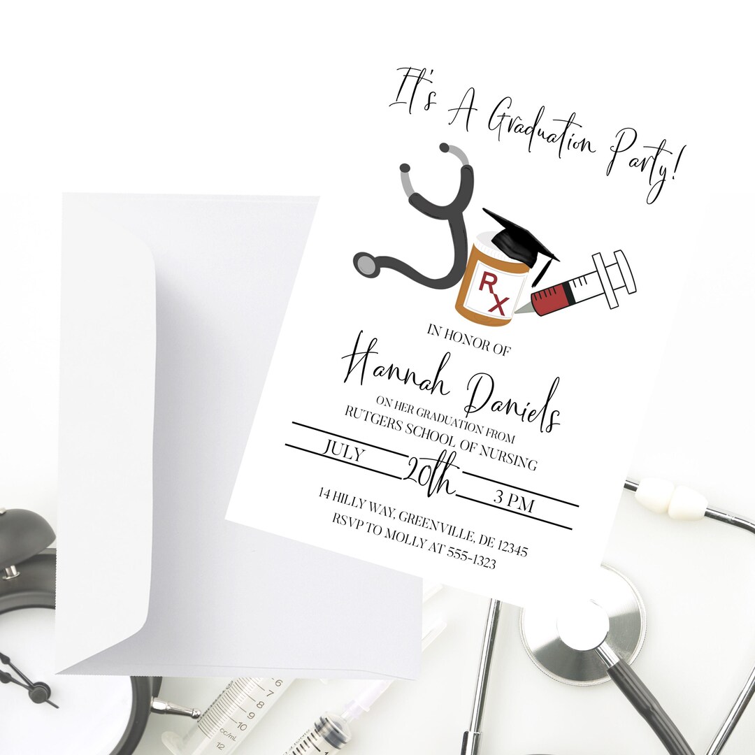 Nursing School Graduation Invitation – Printable Medical Graduation ...