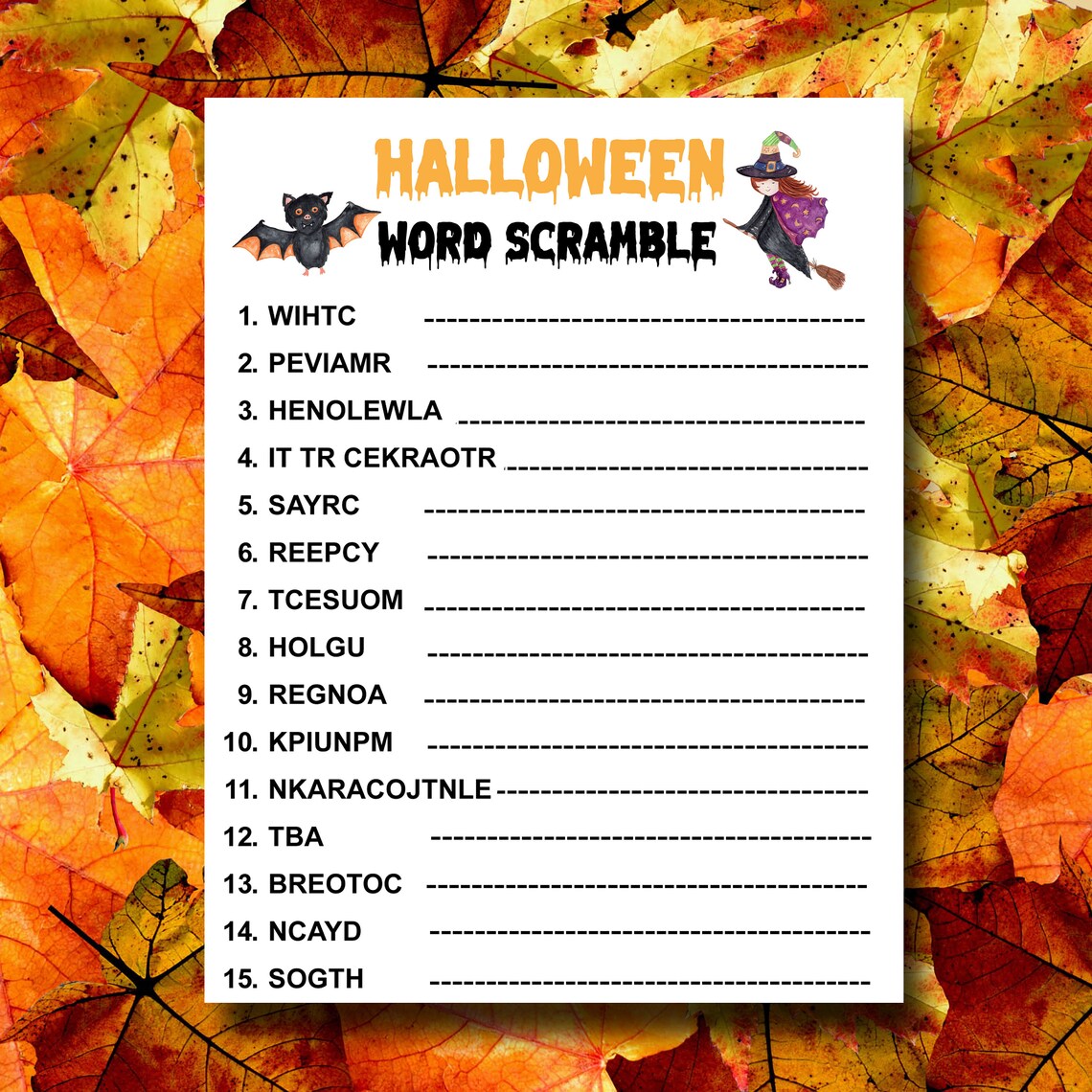 Halloween Word Scramble Game PRINTABLE Halloween Party Game | Etsy