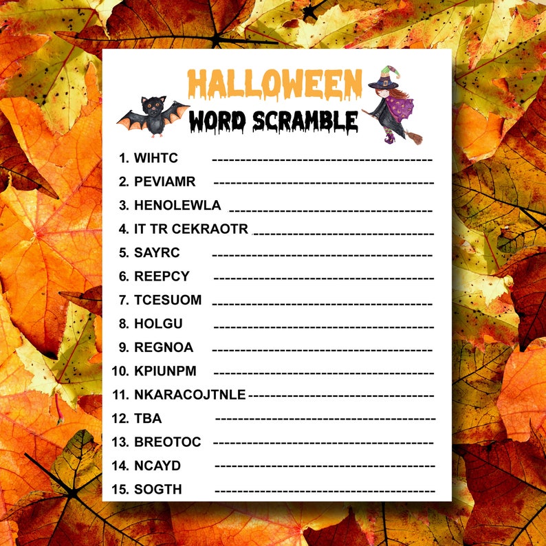 Halloween Word Scramble Game PRINTABLE Halloween Party Game | Etsy