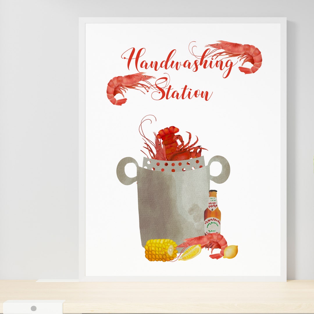 Crawfish Boil Handwashing Station Sign PRINTABLE Low Country Boil Party ...