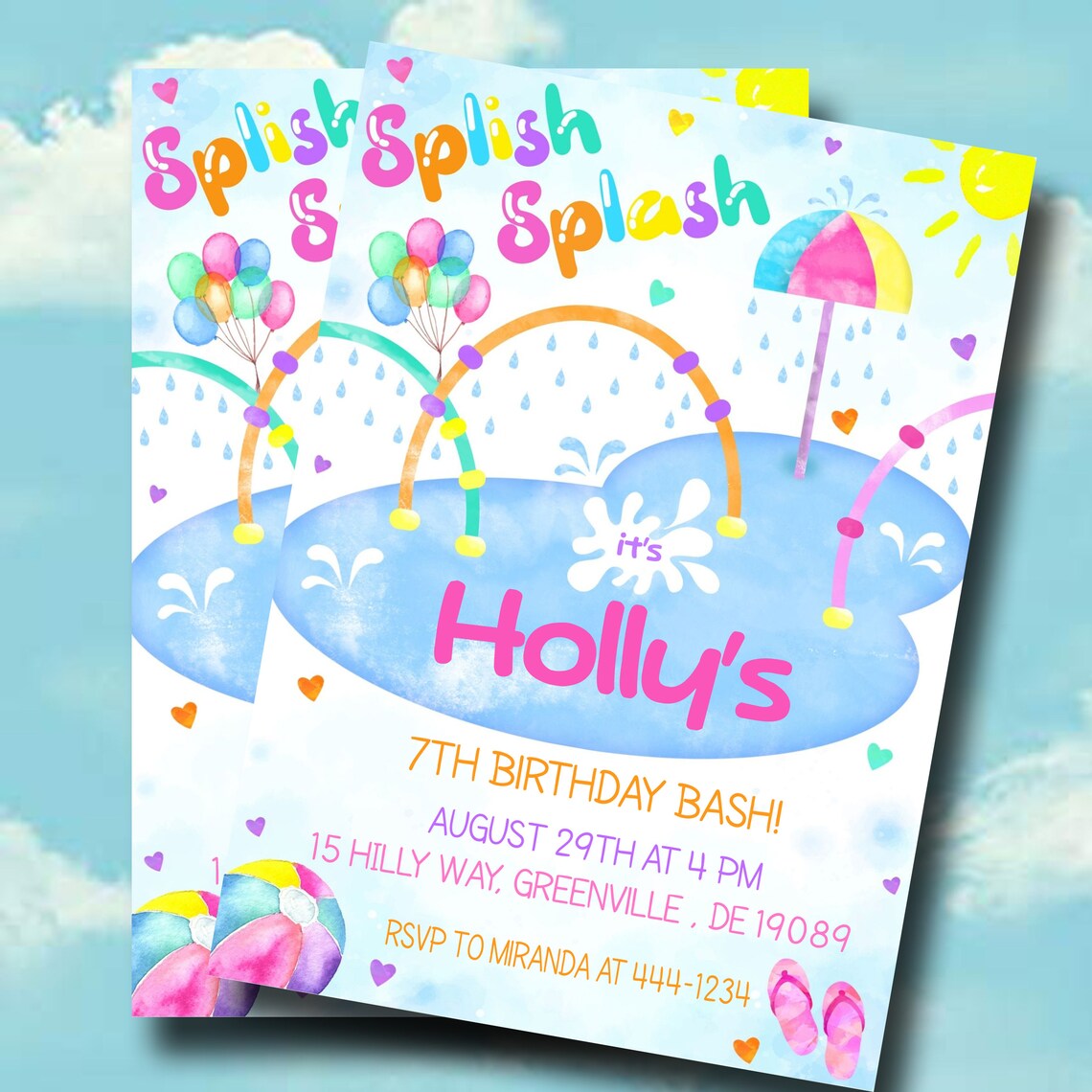 Splash Pad Birthday Party Invitation PRINTABLE Splash Pad - Etsy