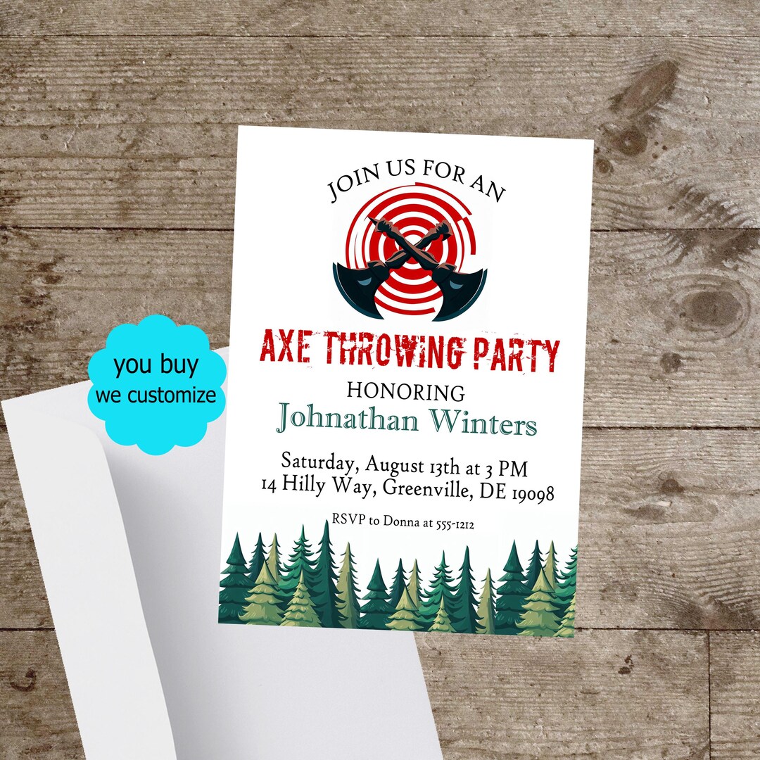 Axe Throwing Birthday Invitation - Lumberjack Party Invite - Rustic ...