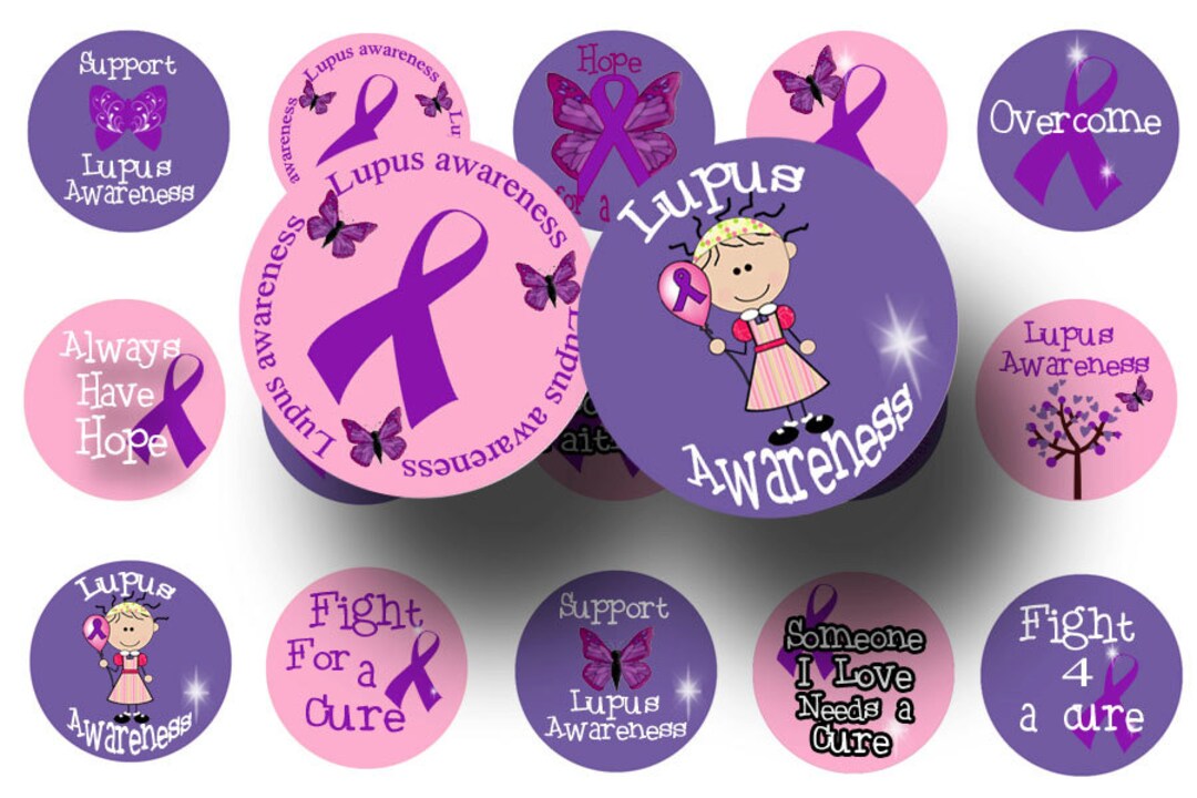 Lupus Awareness Bottle Cap Images – Purple Ribbon Collage Sheet – 4x6 ...