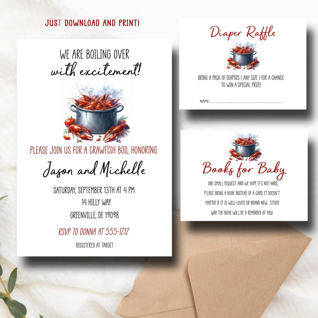 Crawfish Boil Baby Shower Invitation Bundle – Cajun Baby Shower Invite ...