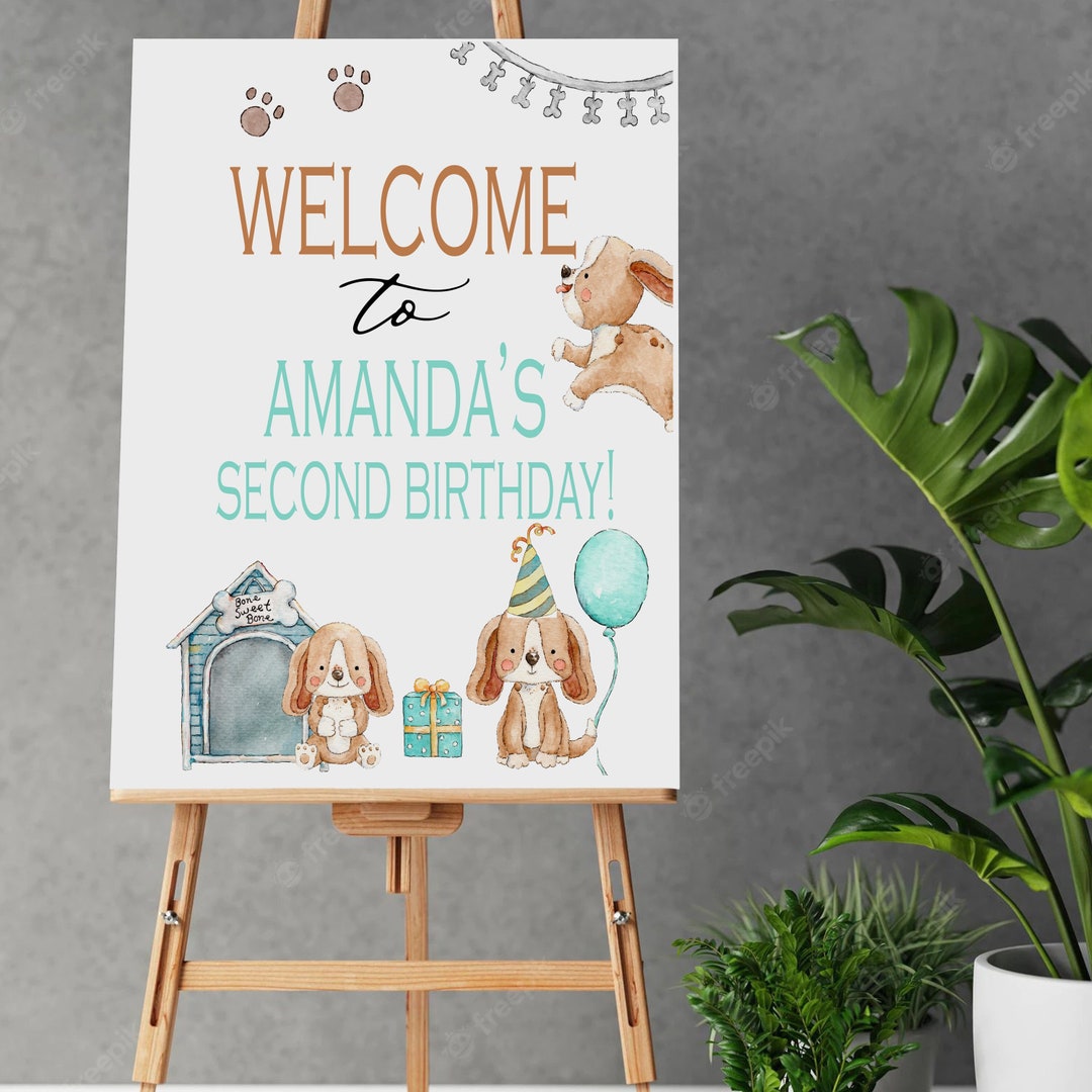 Puppy Party Welcome Sign Printable – Dog Birthday Sign – 8x10 or 16x20 ...