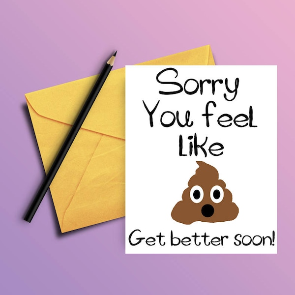 Poop Get Well Card - Etsy