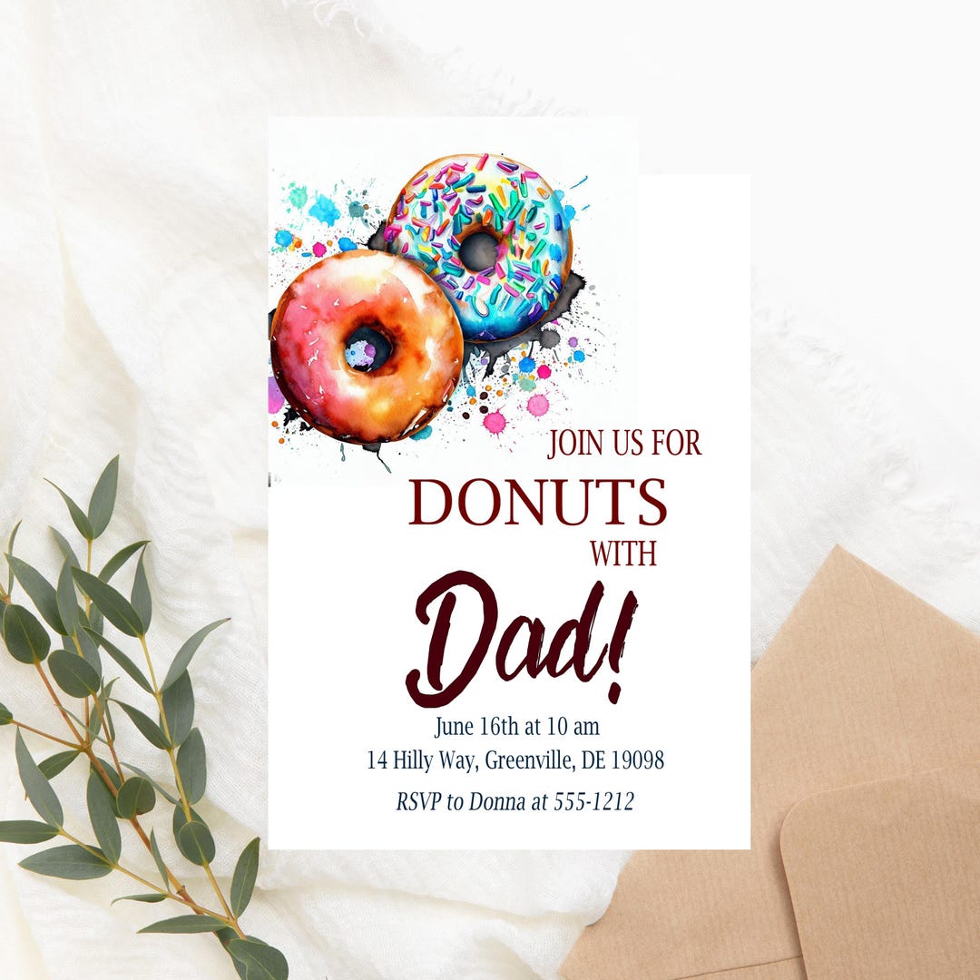Donuts With Dad Invitation PRINTABLE - Father's Day Invitation - Etsy
