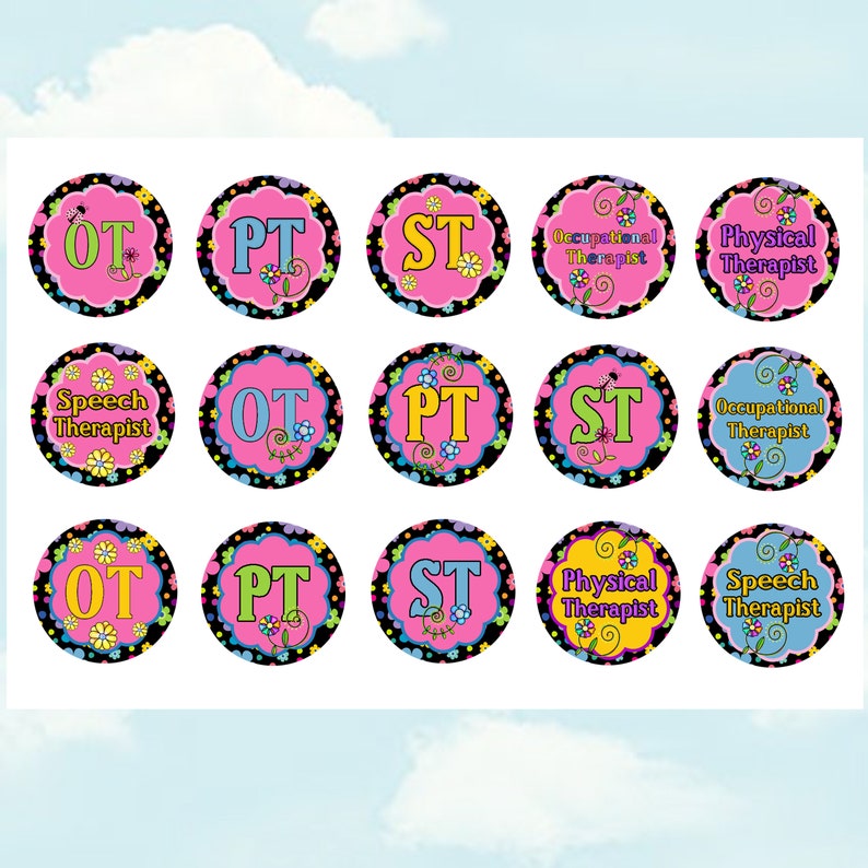 OT PT ST Bottle Cap Images Therapists 1 Inch Circles for - Etsy
