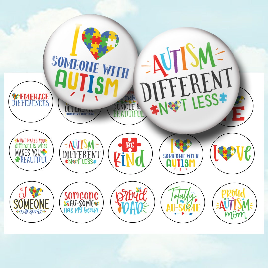 Autism Awareness Bottle Cap Images – 1 Inch Circle Collage Sheet ...