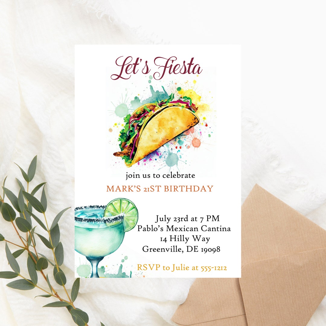 Adult Taco Party Invitation – PRINTABLE Taco Tuesday Fiesta Invite ...