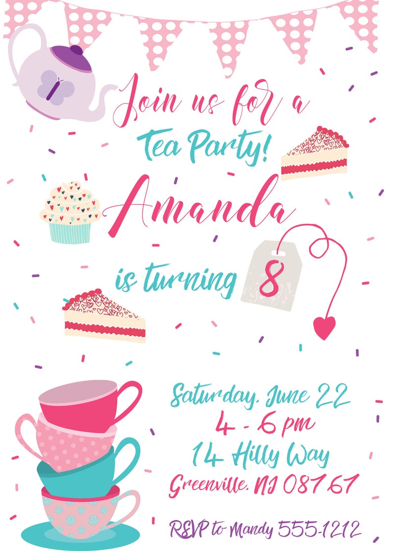 PRINTABLE Tea Party Birthday Invitation Girls Tea Party - Etsy