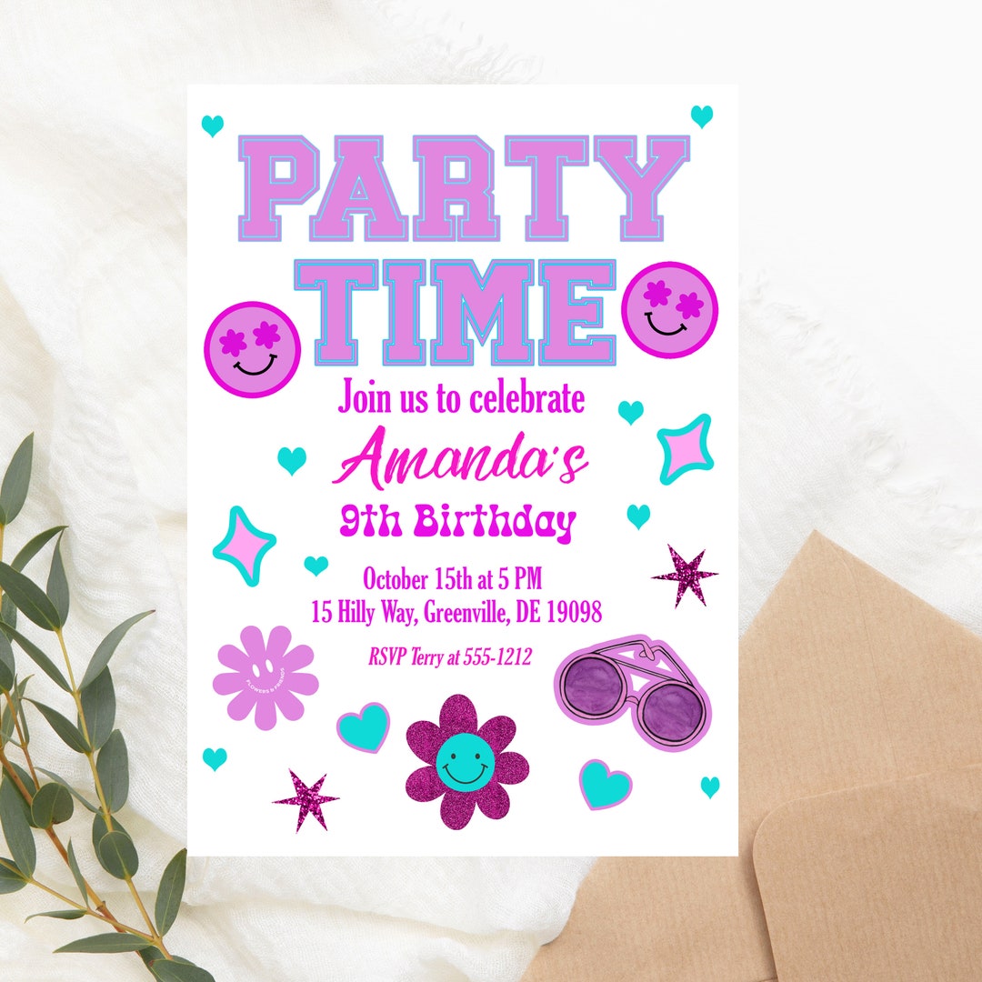 Birthday Preppy Patch Letter Party Digital Invitation PRINTABLE ...