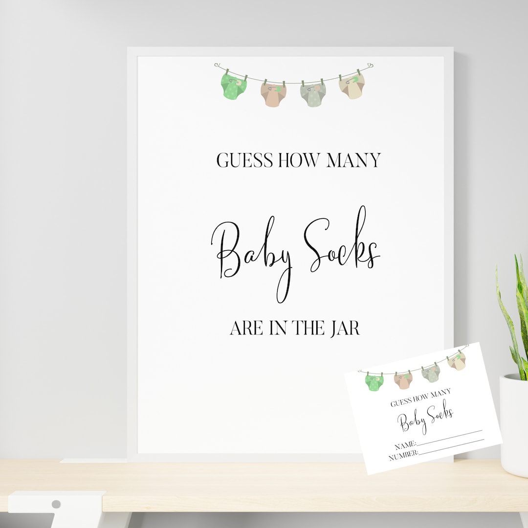 Guess How Many Socks Baby Shower Game – Printable Diapers and Wipes ...