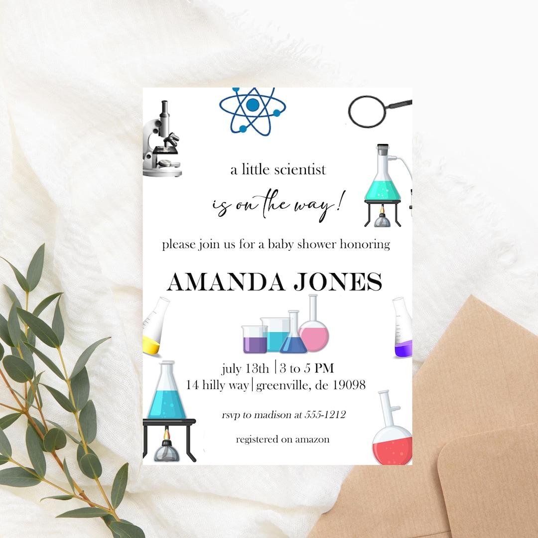 Science Baby Shower Invitation PRINTABLE - Gender Neutral STEM Themed ...