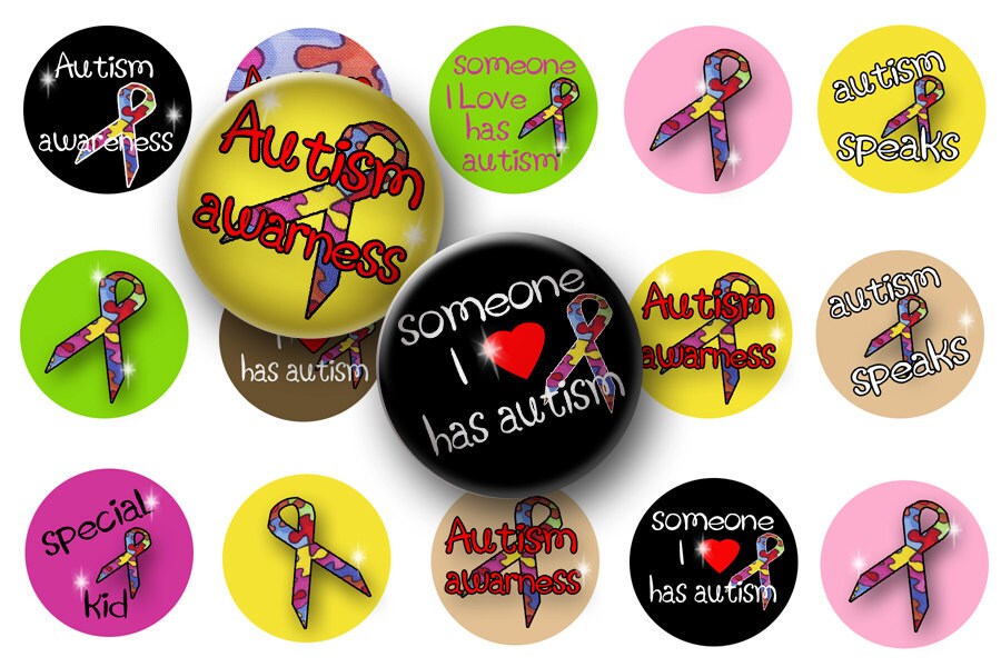 Autism Awareness Bottle Cap Images – Puzzle Piece Digital Collage Sheet ...