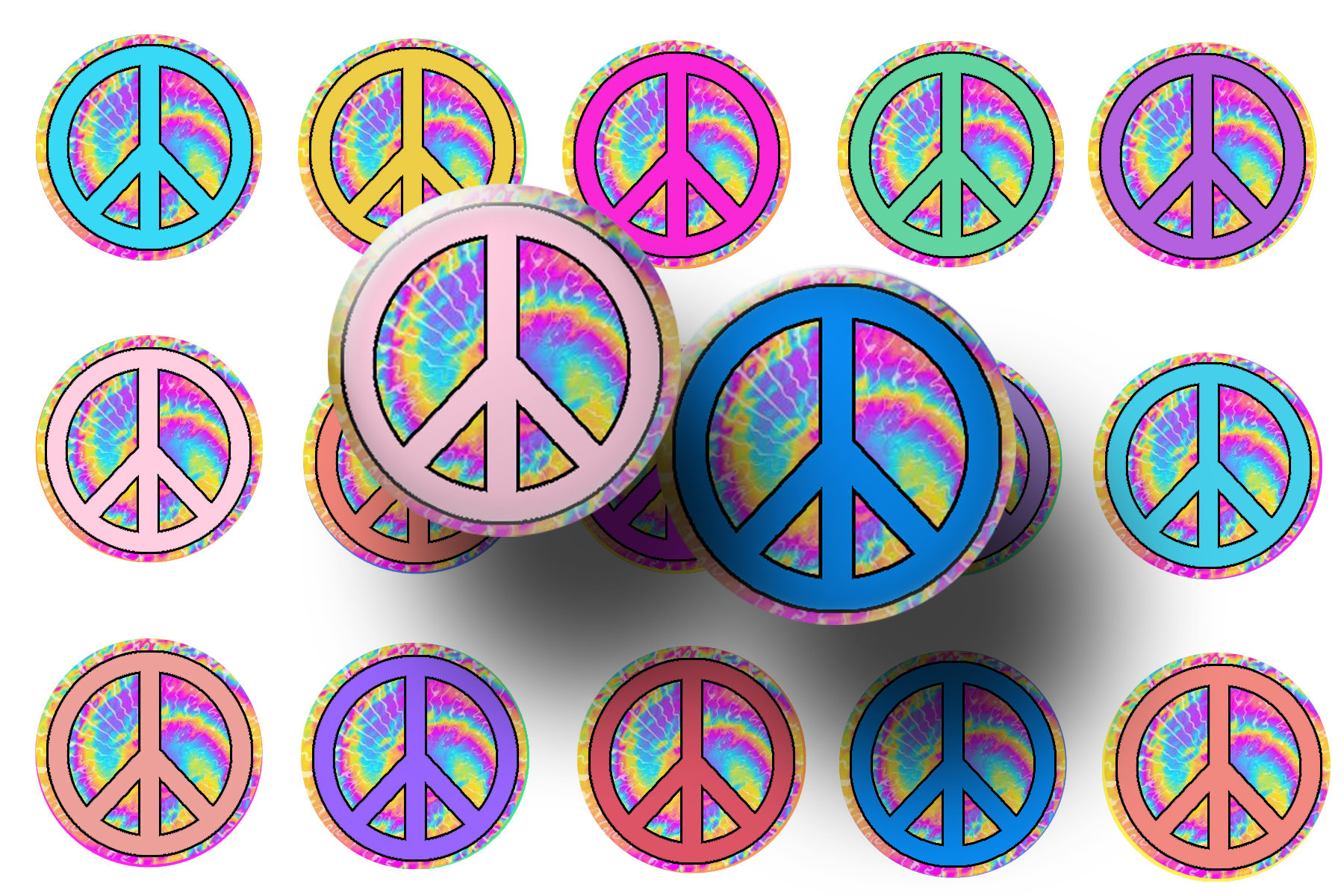 Peace Sign Bottle Cap Images – 4x6 Digital Sheet – Groovy Printable ...