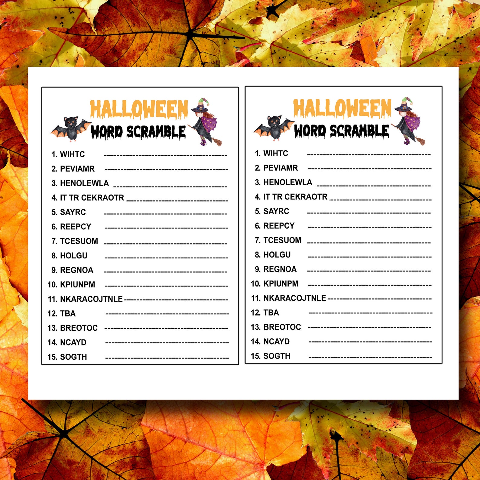 Halloween Word Scramble Game PRINTABLE Halloween Party Game | Etsy