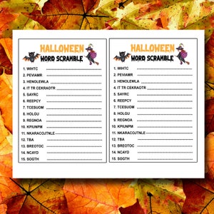 Halloween Word Scramble Game PRINTABLE Halloween Party Game Classroom ...