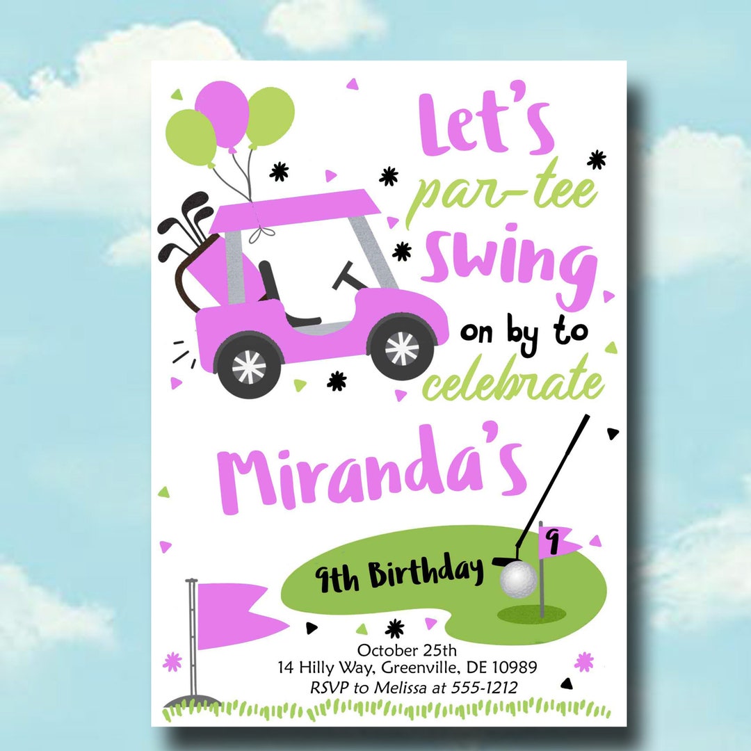 Let’s Par-tee Golf Birthday Invitation – Pink Girls Golf Party Invite ...