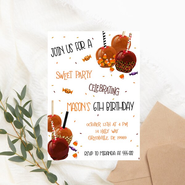 Caramel Apple Invite - Etsy