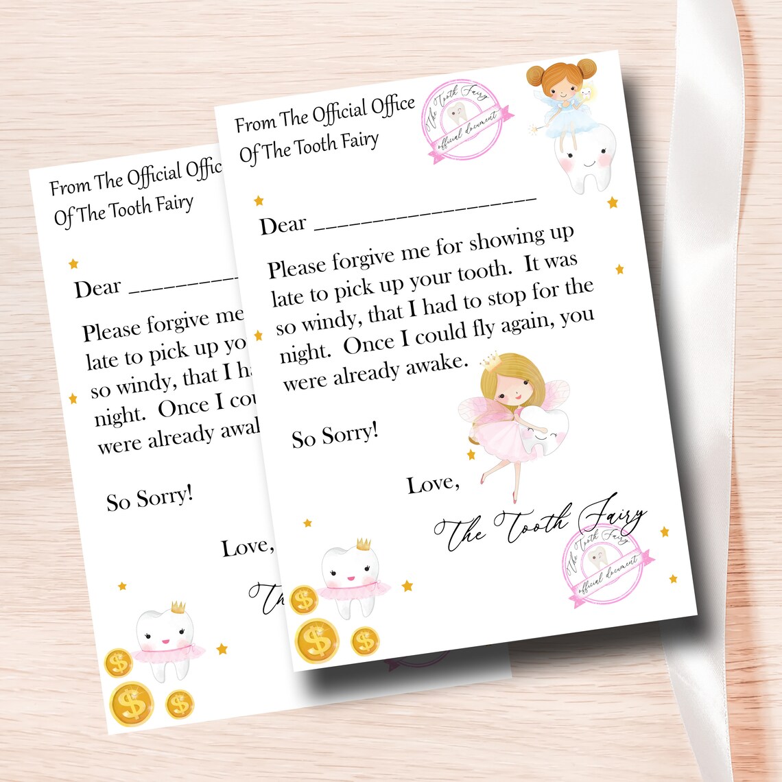 Tooth Fairy Forgot Letter PRINTABLE Letter From the Tooth - Etsy