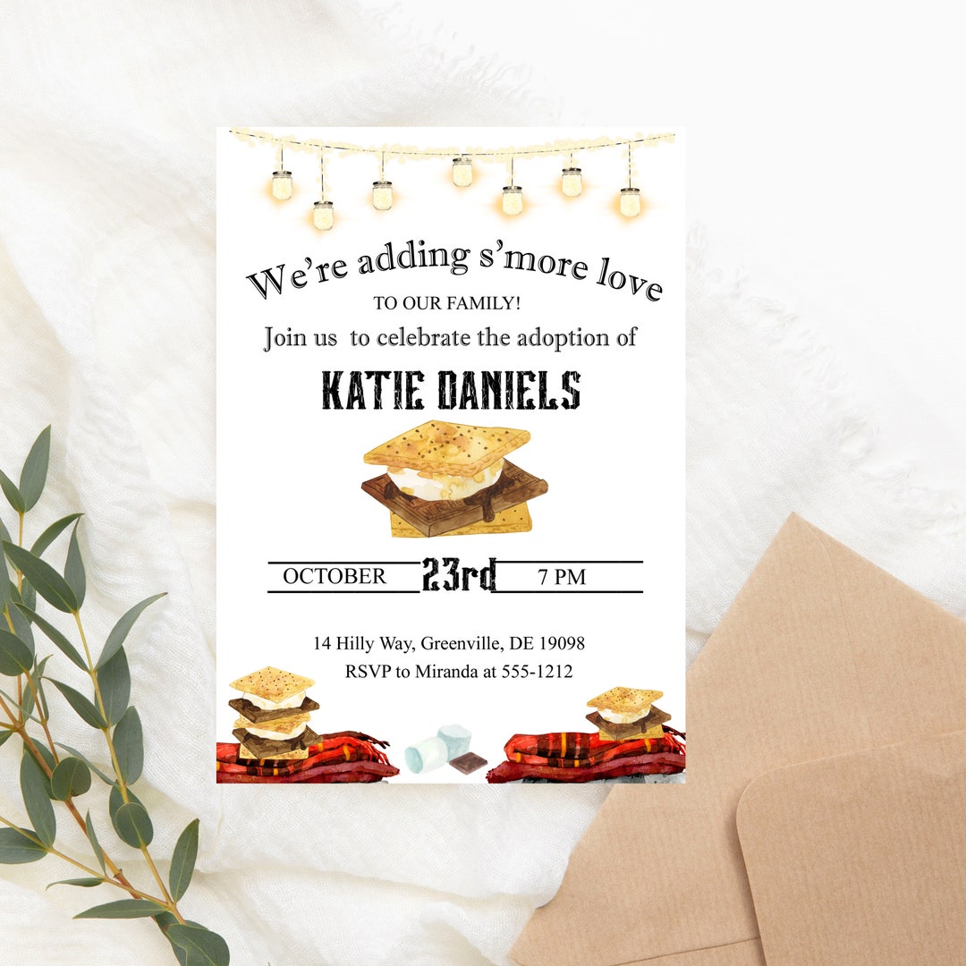 S'more Adoption Celebration Invitation - PRINTABLE Adoption Invitation ...
