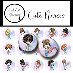 Cute Nurses Bottle Cap Images - Nursing 1 Inch Circles for Badge Reels ...